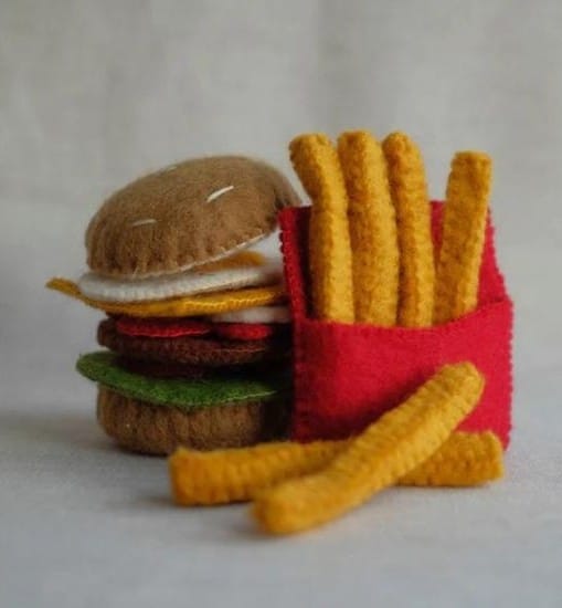 Set Repas en Laine Feutrée - Hamburger Frites - Dès 3 ans - Papoose ...